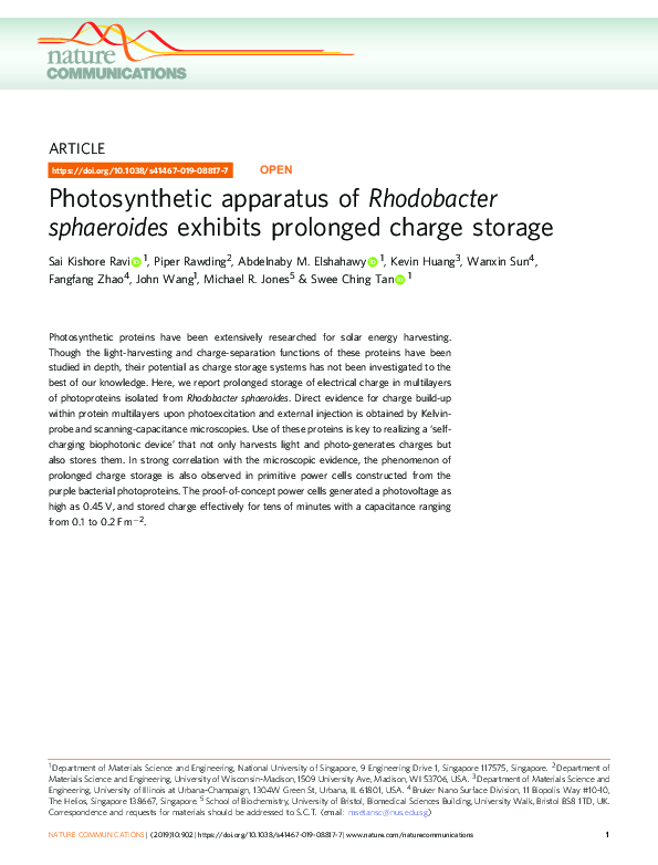 (PDF) Photosynthetic apparatus of Rhodobacter sphaeroides exhibits ...
