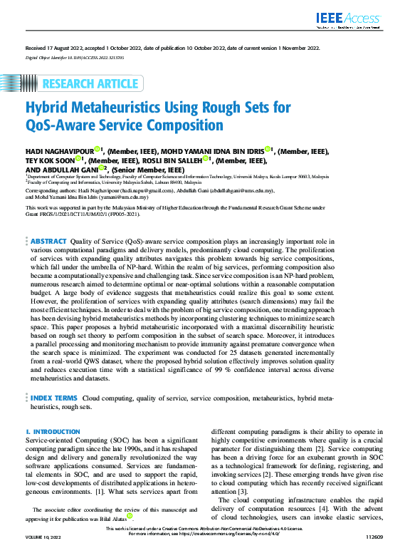 Hybrid Metaheuristics Using Rough Sets For Qos Aware Service Composition