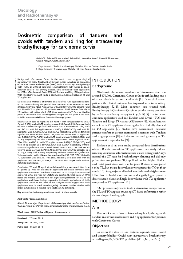(PDF) Dosimetric comparison of tandem and ovoids with tandem and ring ...