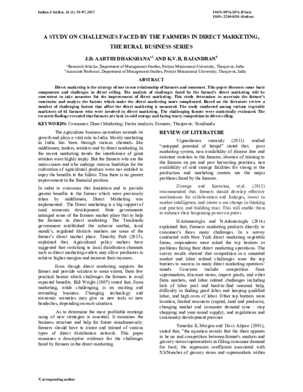 (PDF) A Study on Challenges Faced by the Farmers in Direct Marketing ...