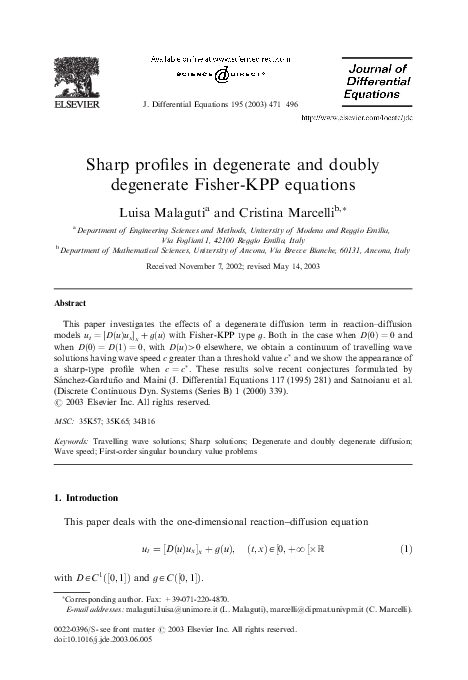 (PDF) Sharp profiles in degenerate and doubly degenerate Fisher-KPP ...