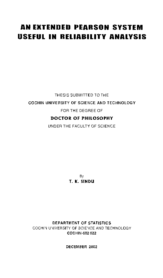 (PDF) An Extended Pearson System Useful In Reliability Analysis | Dr.T ...