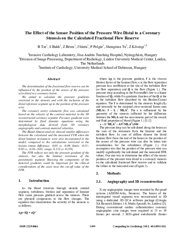(PDF) The effect of the sensor position of the pressure wire distal to ...