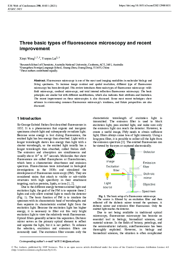 (PDF) Three basic types of fluorescence microscopy and recent improvement