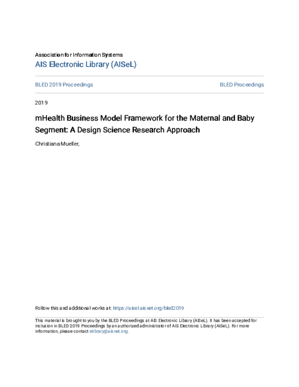 (PDF) mHealth Business Model Framework for the Maternal and Baby ...