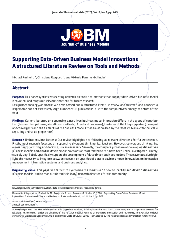(PDF) Supporting Data-Driven Business Model Innovations - A structured Literature Review on ...