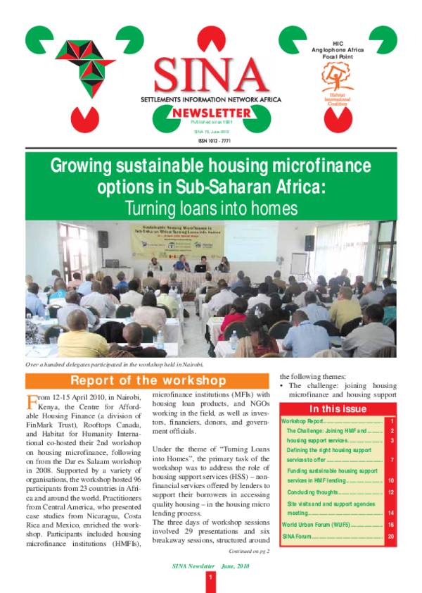 (PDF) SINA (Settlement Information Network Africa) newsletter; no. 76 ...
