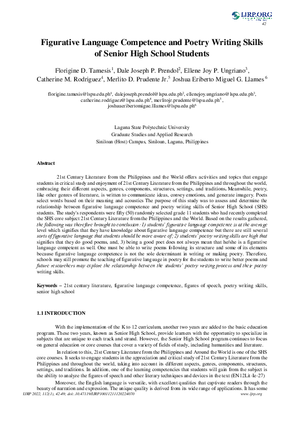 (PDF) Figurative Language Competence and Poetry Writing Skills of ...