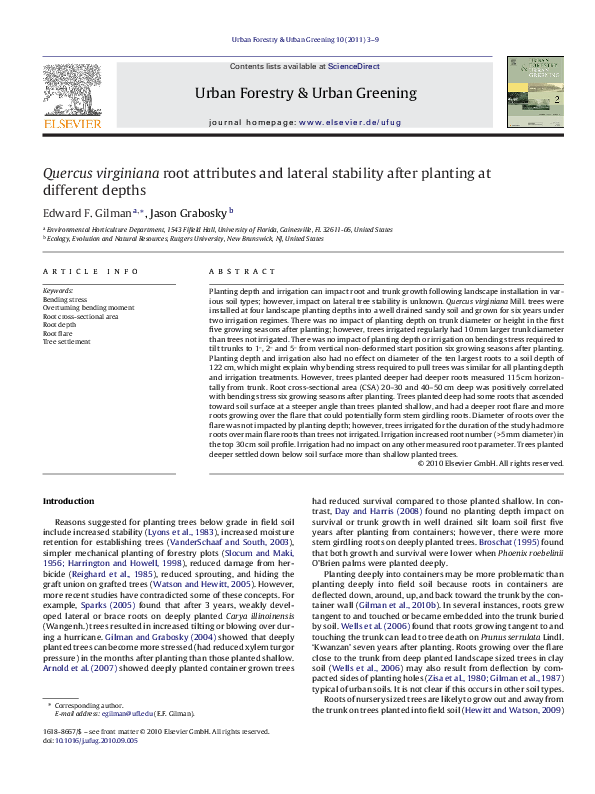 (PDF) Quercus virginiana root attributes and lateral stability after ...