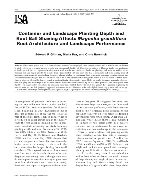 (PDF) Container and Landscape Planting Depth and Root Ball Shaving ...