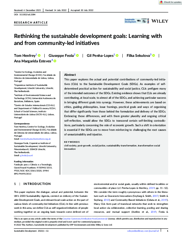 (PDF) Rethinking the sustainable development goals: Learning with and ...