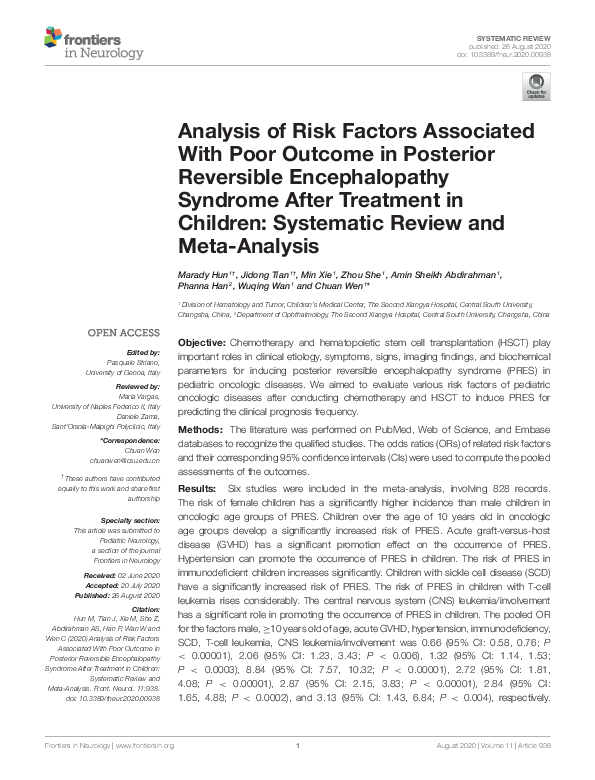 (PDF) Analysis of Risk Factors Associated With Poor Outcome in ...
