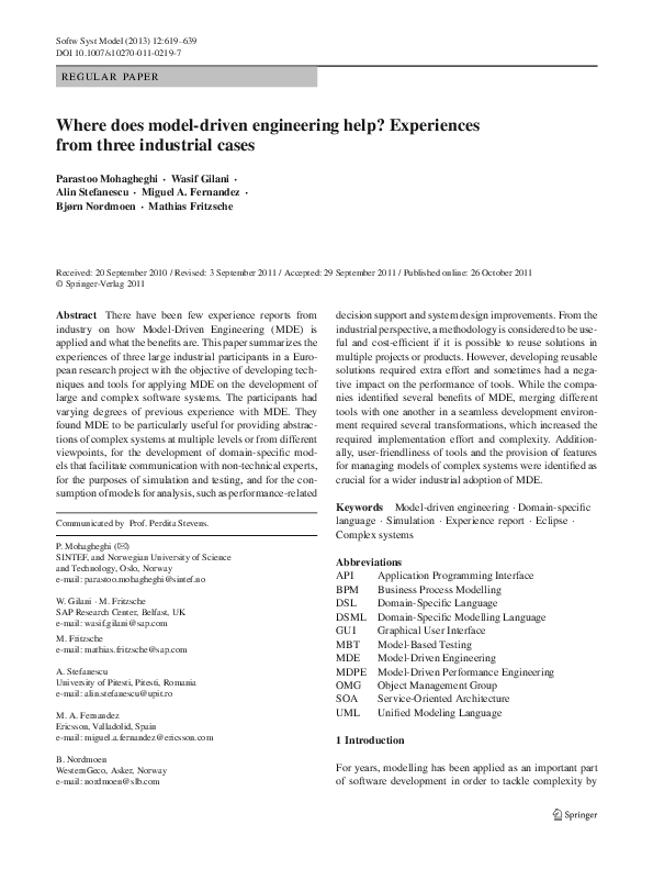 (PDF) Where does model-driven engineering help? Experiences from three ...