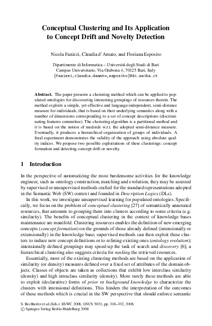 (PDF) Conceptual Clustering and Its Application to Concept Drift and Novelty Detection