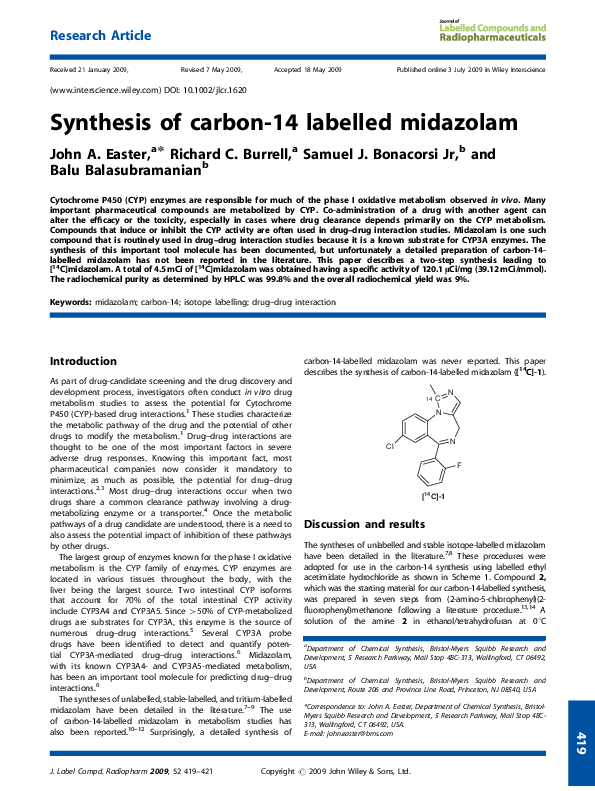 (PDF) Synthesis of carbon-14 labelled midazolam