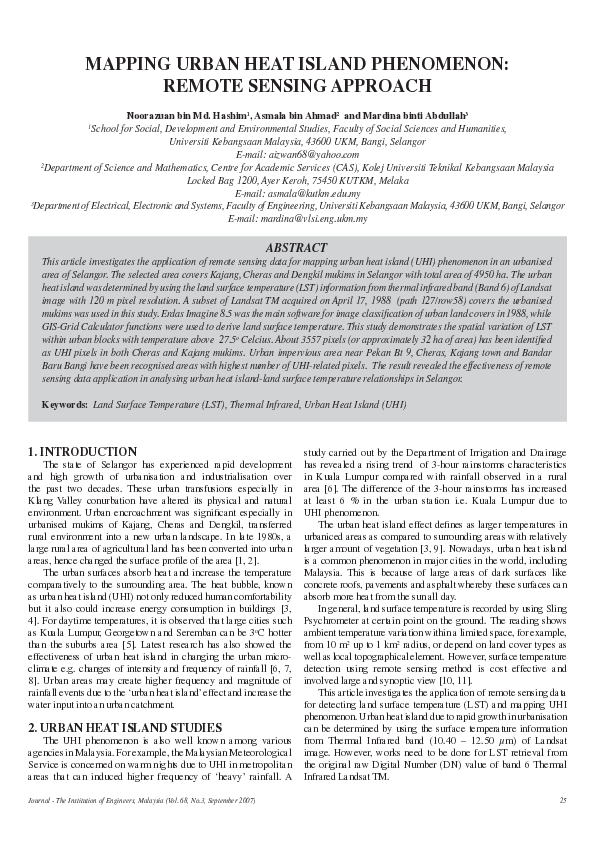 (PDF) Mapping urban heat island phenomenon: Remote sensing approach
