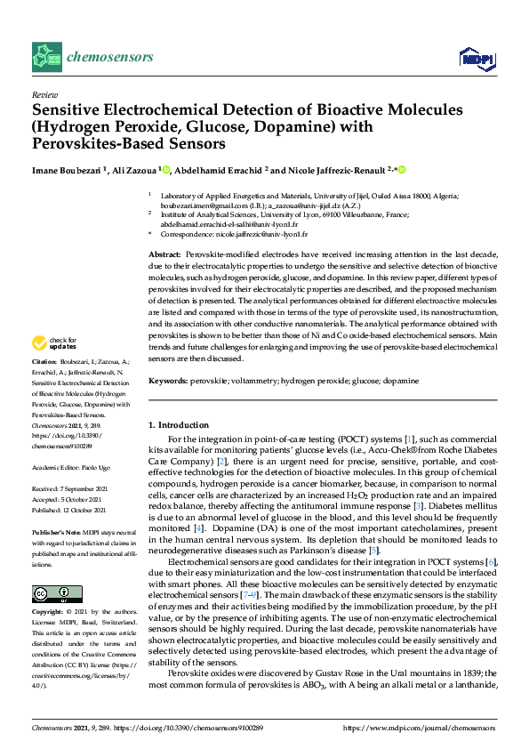 Pdf Sensitive Electrochemical Detection Of Bioactive Molecules Hydrogen Peroxide Glucose
