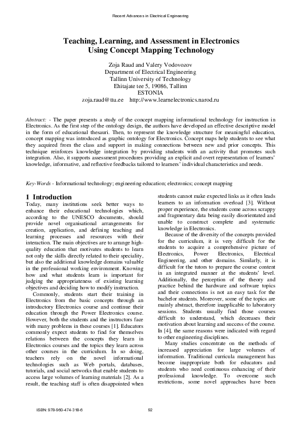 (PDF) Teaching, Learning, and Assessment in Electronics Using Concept Mapping Technology