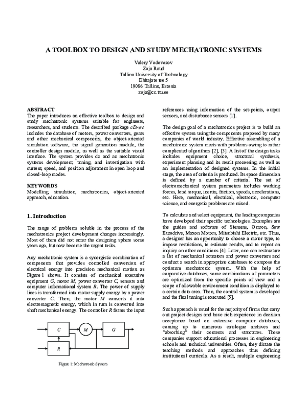 (PDF) A Toolbox to Design and Study Mechatronic Systems