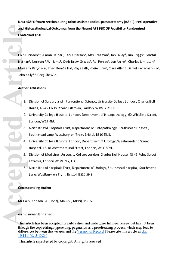 (PDF) NeuroSAFE frozen section during robot‐assisted radical ...