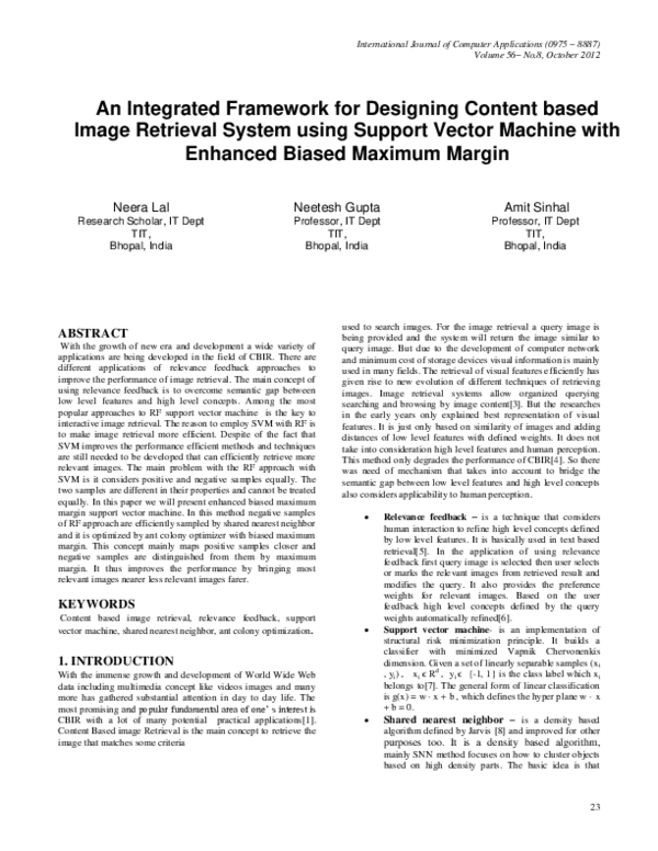 Pdf An Integrated Framework For Designing Content Based Image Retrieval System Using Support