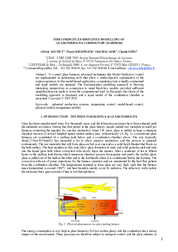 (PDF) First-principles simplified modelling of glass furnaces ...