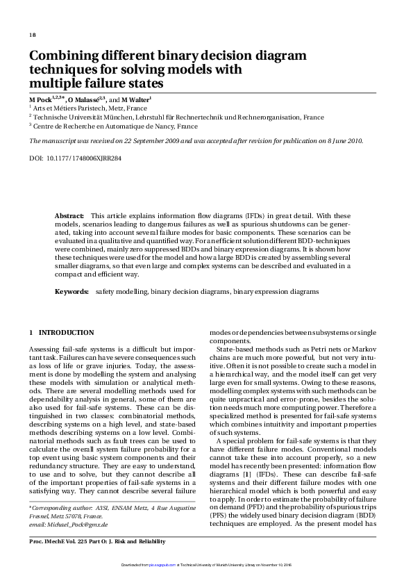 Combining different binary decision diagram techniques for solving models with multiple failure ...