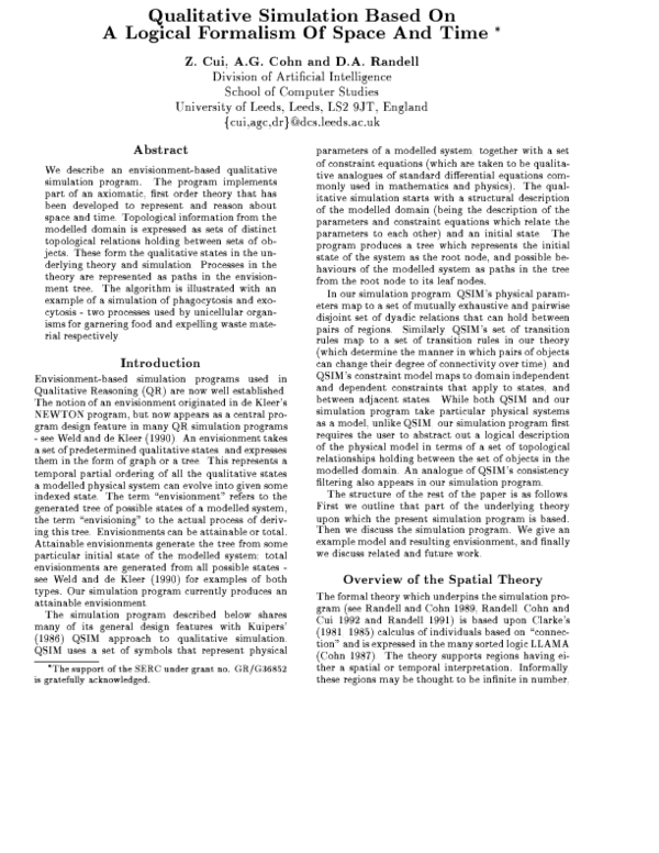 Pdf Qualitative Simulation Based On A Logical Formalism Of Space And Time