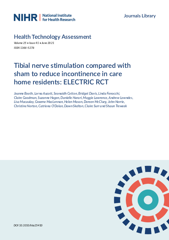 Tibial nerve stimulation compared with sham to reduce incontinence in ...