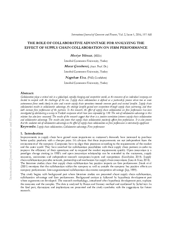 (PDF) The role of collaborative advantage for analyzing the effect of ...