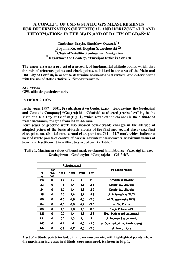 (PDF) A concept of using static GPS measurements for determination of ...