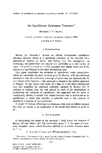 (PDF) An equilibrium existence Theorem
