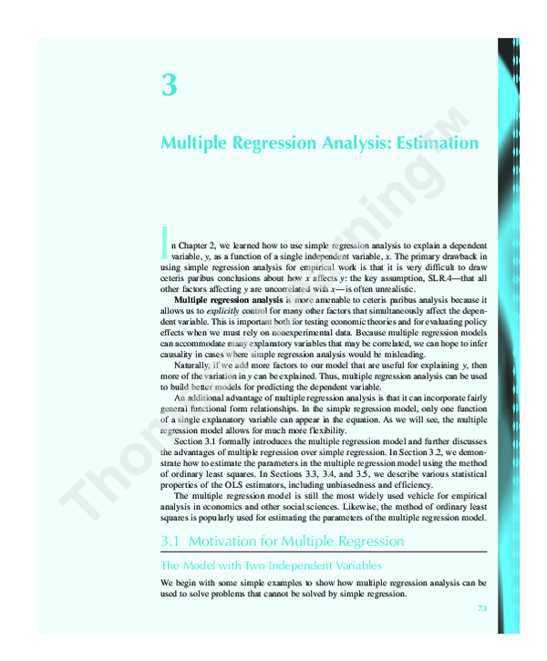 (PDF) Multiple Regression Analysis : Estimation I