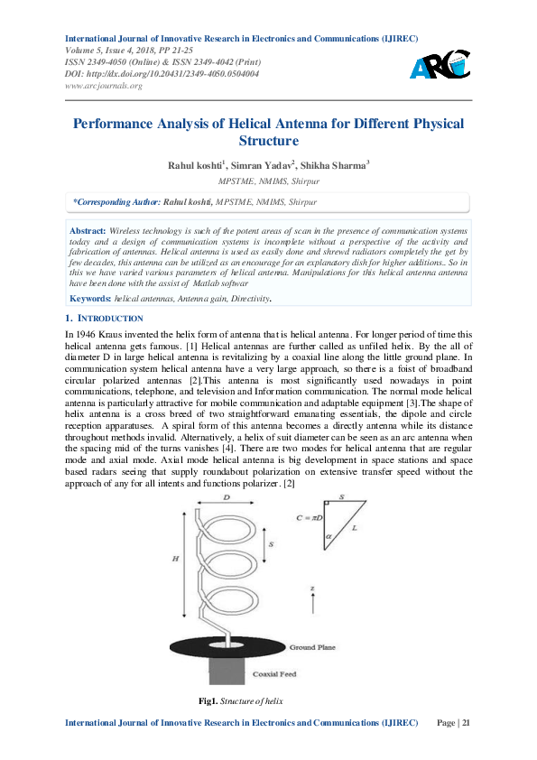 (PDF) Performance Analysis of Helical Antenna for Different Physical Structure