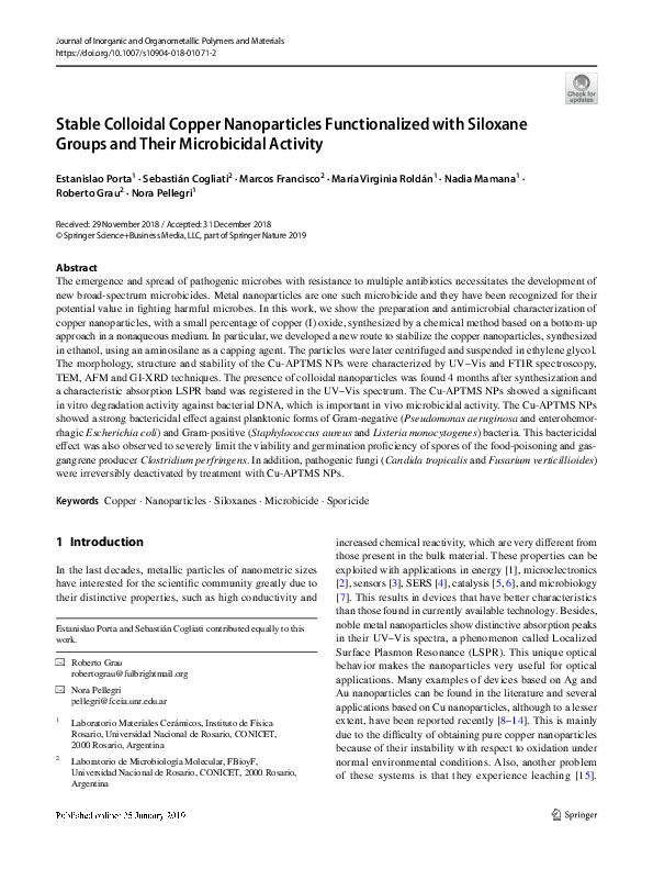 (PDF) Stable Colloidal Copper Nanoparticles Functionalized with ...
