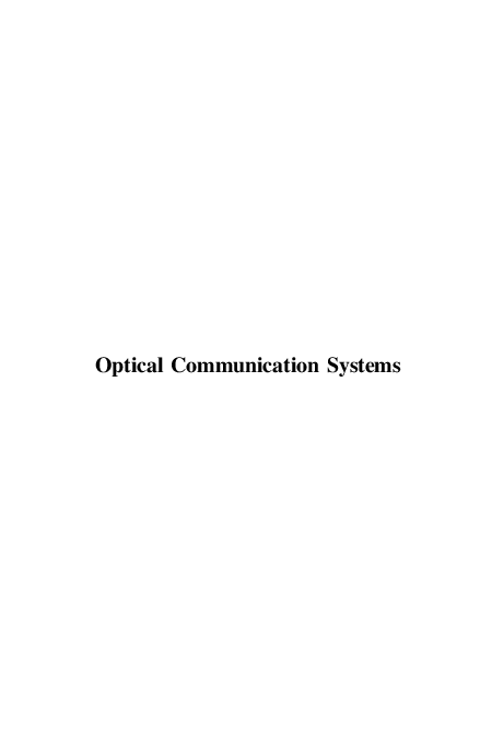 (PDF) Optical Communication Systems