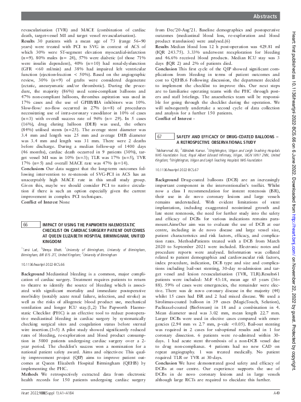 (PDF) 66 Impact of using the papworth haemostatic checklist on cardiac ...
