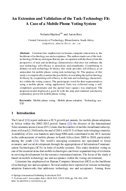 (PDF) An Extension and Validation of the Task-Technology Fit: A Case of ...