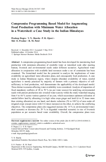 (PDF) Compromise Programming Based Model for Augmenting Food Production with Minimum Water ...
