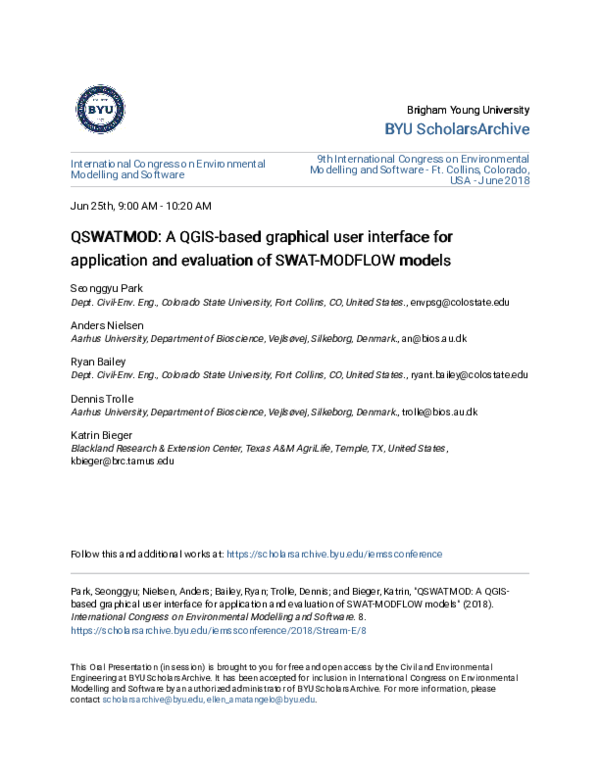 (PDF) A QGIS-based graphical user interface for application and evaluation of SWAT-MODFLOW models