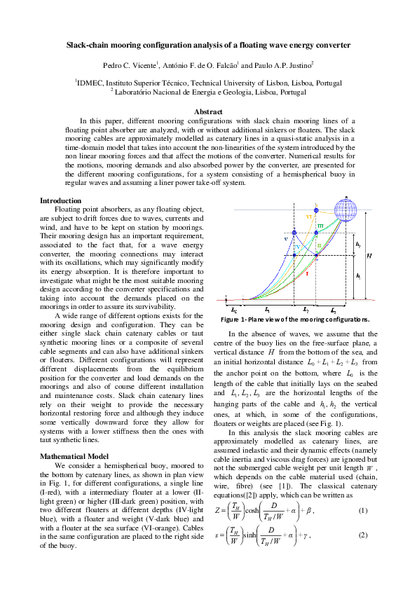 (PDF) Slack-chain mooring configuration analysis of a floating wave energy converter