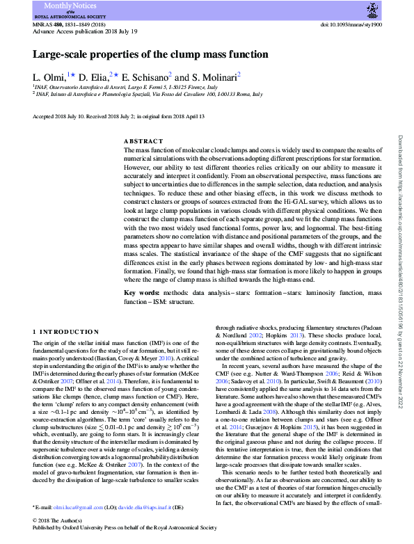 (PDF) Large-scale properties of the clump mass function