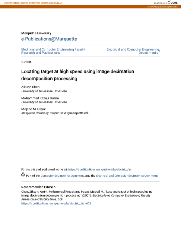 (PDF) High-Speed Target Localization with Image Processing
