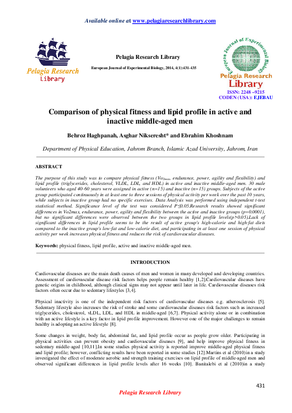 (PDF) Comparison of physical fitness and lipid profile in active and ...