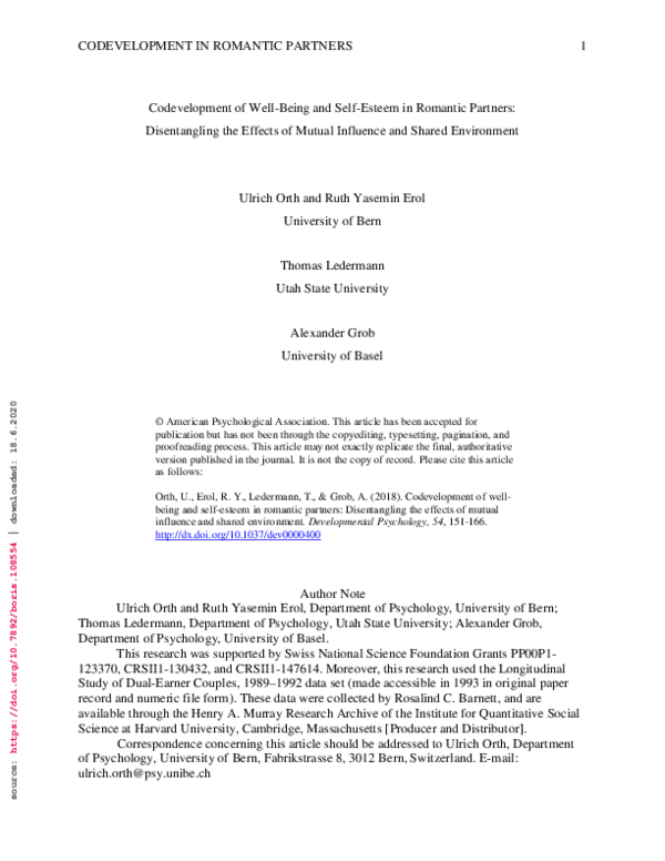 (PDF) Mutual Influence and Environment in Partner Well-Being
