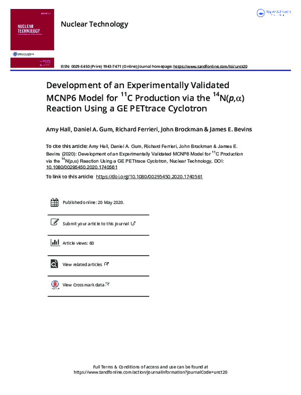 (PDF) Development of an Experimentally Validated MCNP6 Model for 11C ...