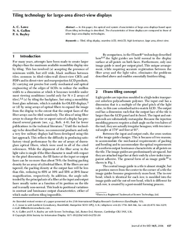 (PDF) Tiling technology for large-area direct-view displays