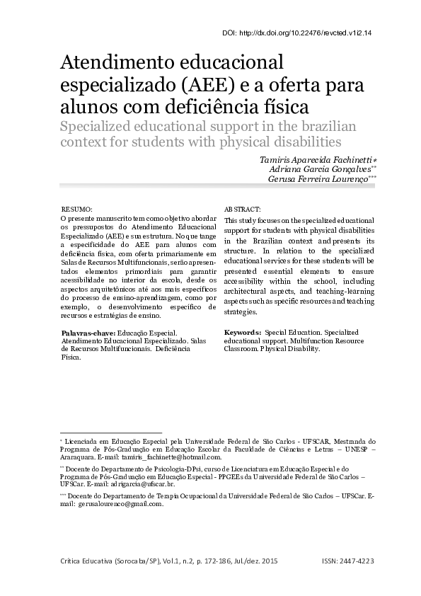 (PDF) Atendimento educacional especializado (AEE) e a oferta para ...