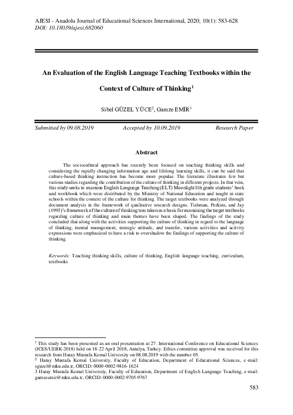 (PDF) An Evaluation of the English Language Teaching Textbooks within ...