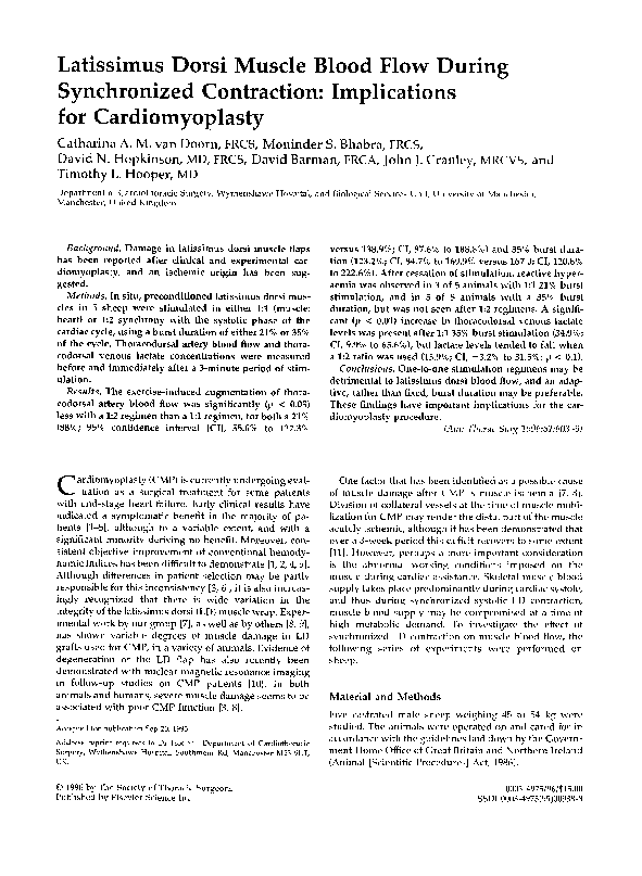 (PDF) Latissimus dorsi muscle blood flow during synchronized ...